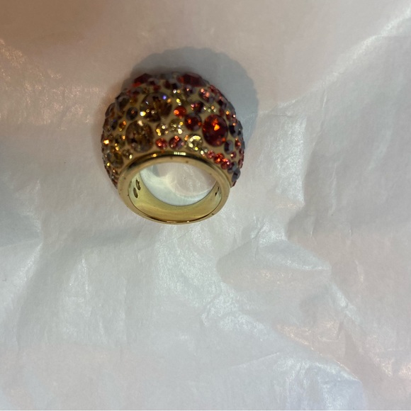 Swarovski | Jewelry | Swarovski Chic Mocca Ring In Gold And Red Size 6 | Poshmark